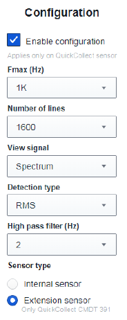 How do I configure for QuickCollect sensor and extension sensor ...